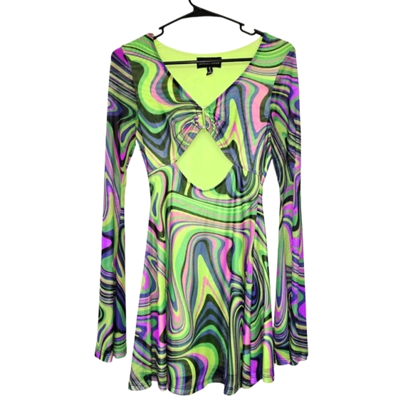 Current Mood | Dresses | Vibrant Green And Purple Swirl Dress From ...